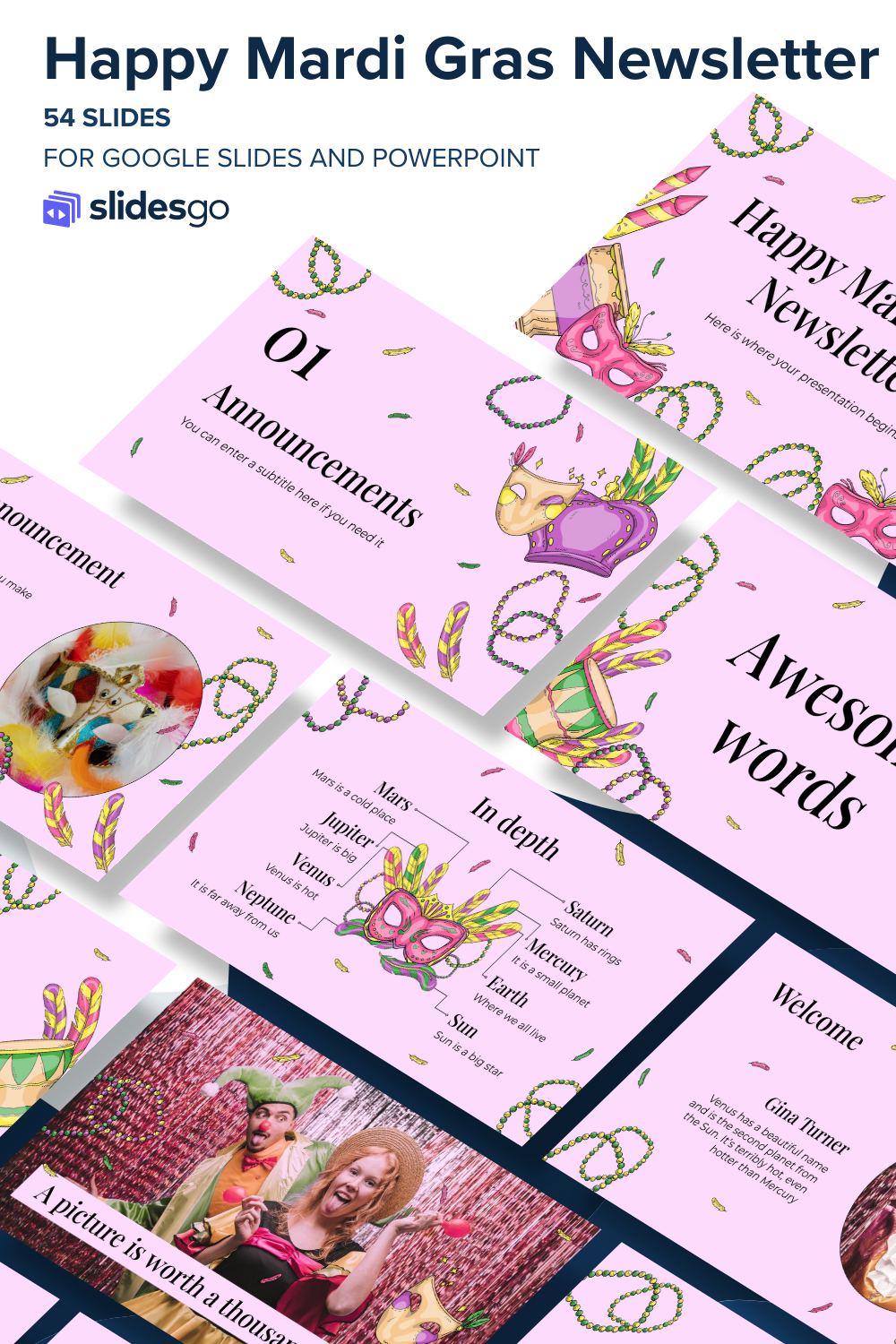 Happy Mardi Gras Newsletter | Google Slides & PowerPoint