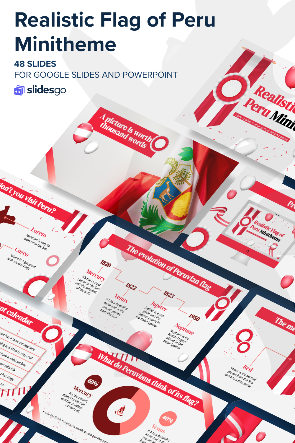 Realistic Flag of Peru Minitheme | Google Slides & PPT