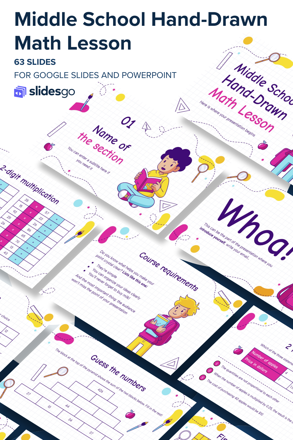 Middle School Hand-Drawn Math Lesson | Google Slides