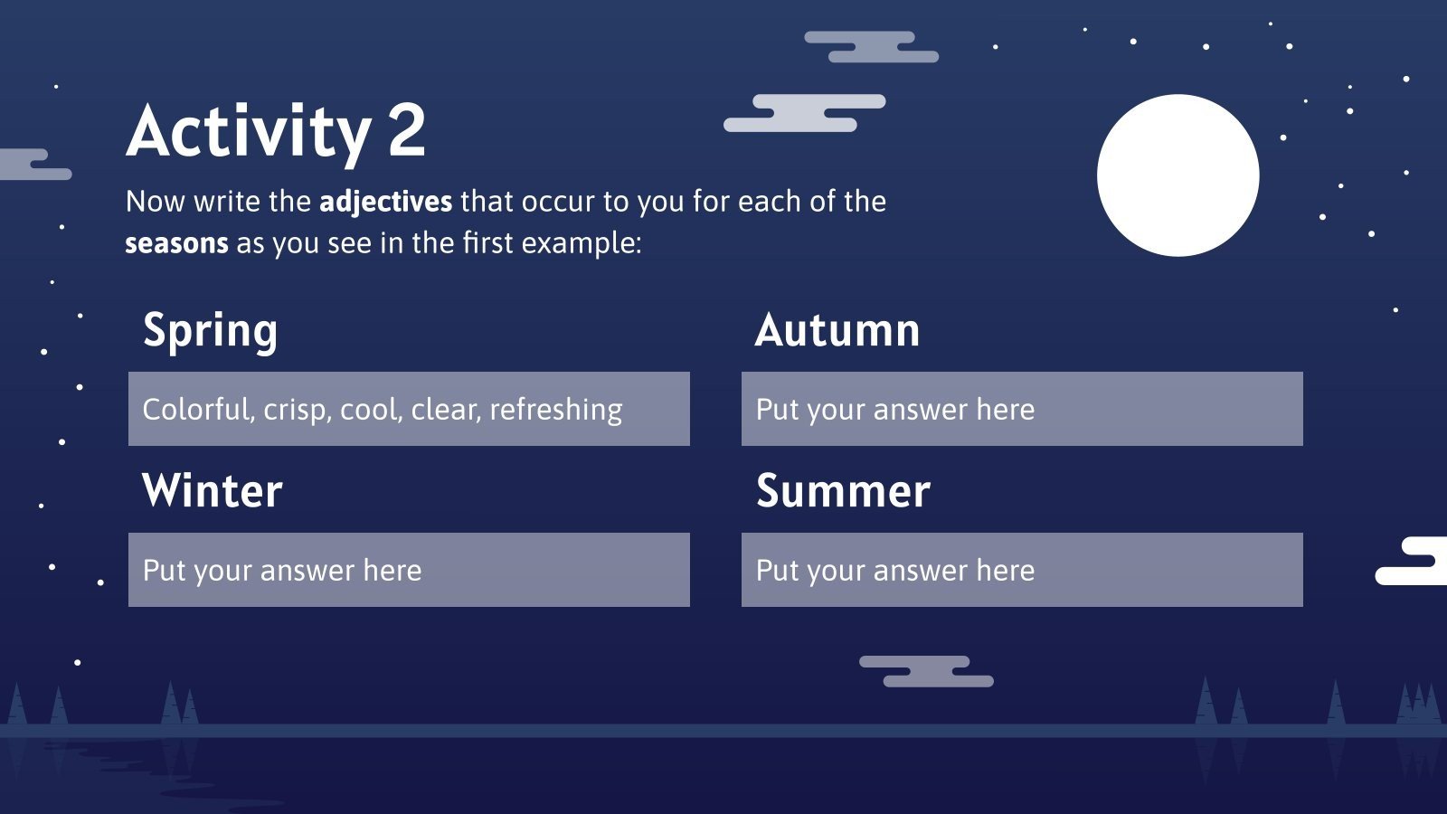 Estaciones del año: lección y actividades para primaria