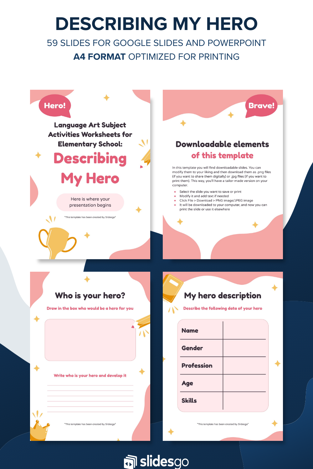 Worksheets for Elementary School: Describing My Hero