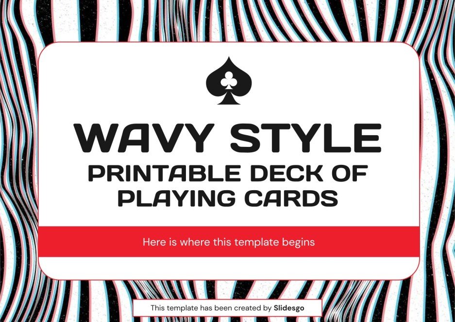 Wavy Style Printable Deck of Playing Cards | Google Slides