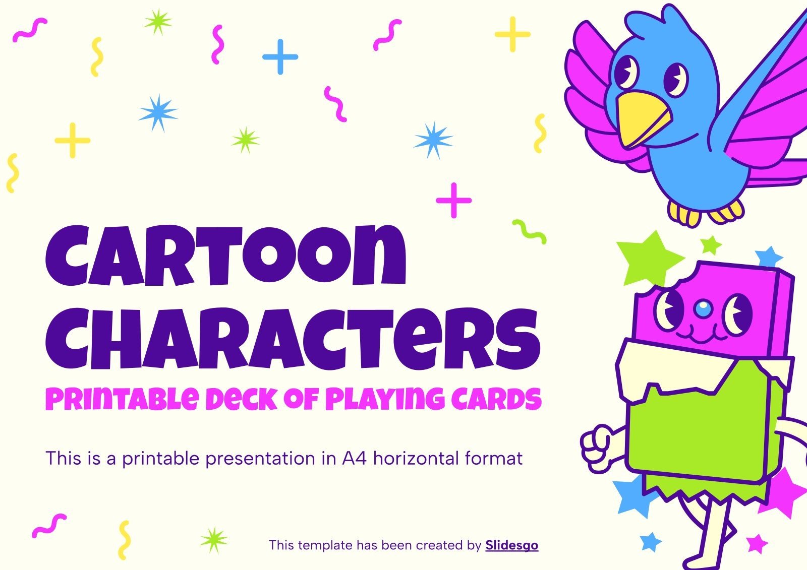 Cartoon Characters Printable Deck of Playing Cards