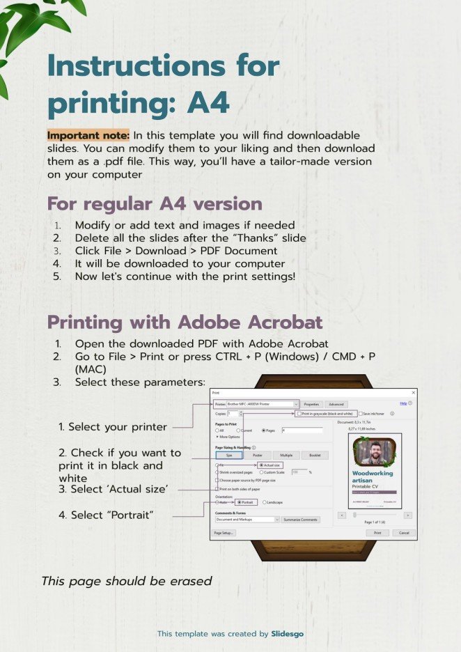 Woodwork Artisan Printable CV | Google Slides & PowerPoint