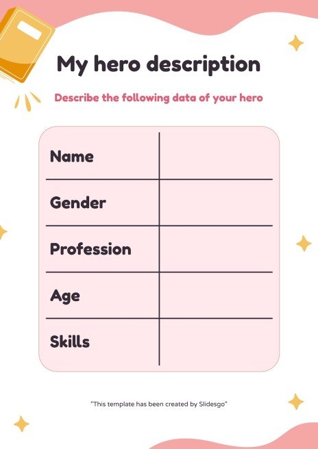 Worksheets for Elementary School: Describing My Hero