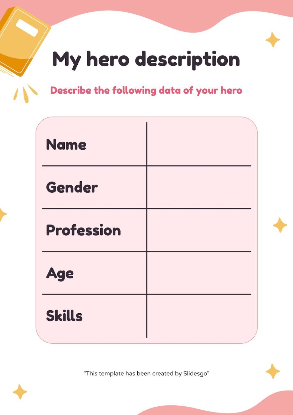 Worksheets for Elementary School: Describing My Hero