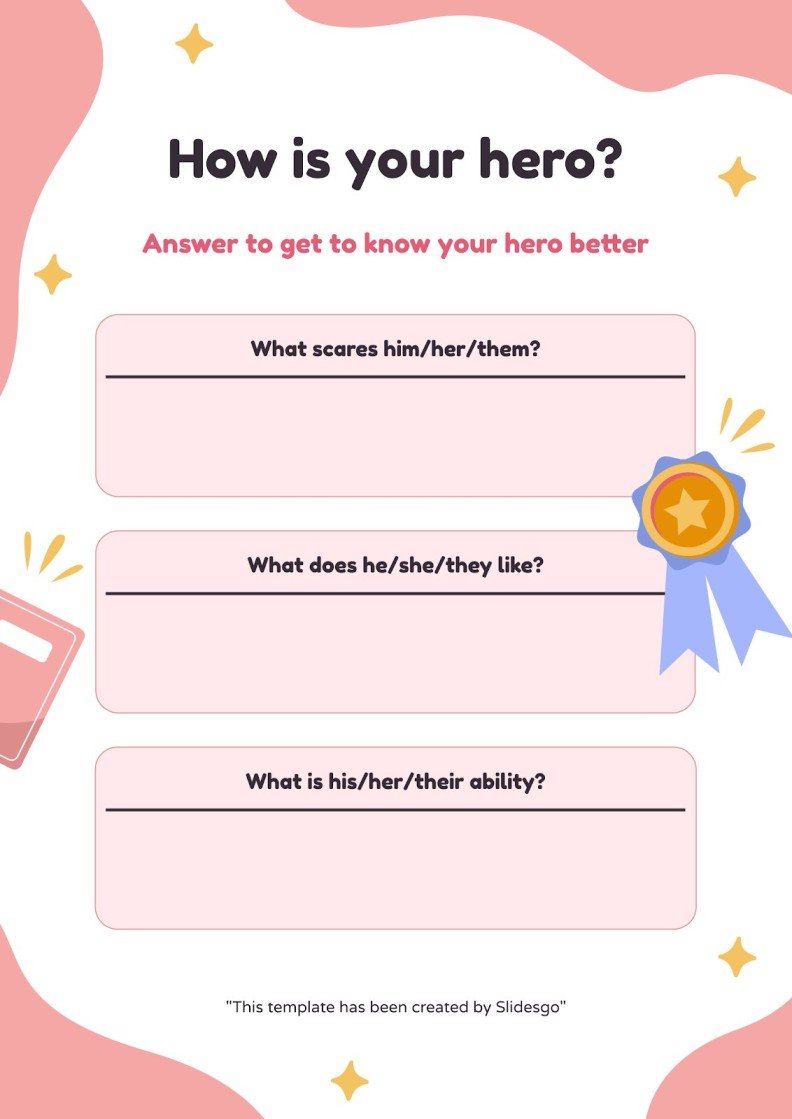 Worksheets for Elementary School: Describing My Hero