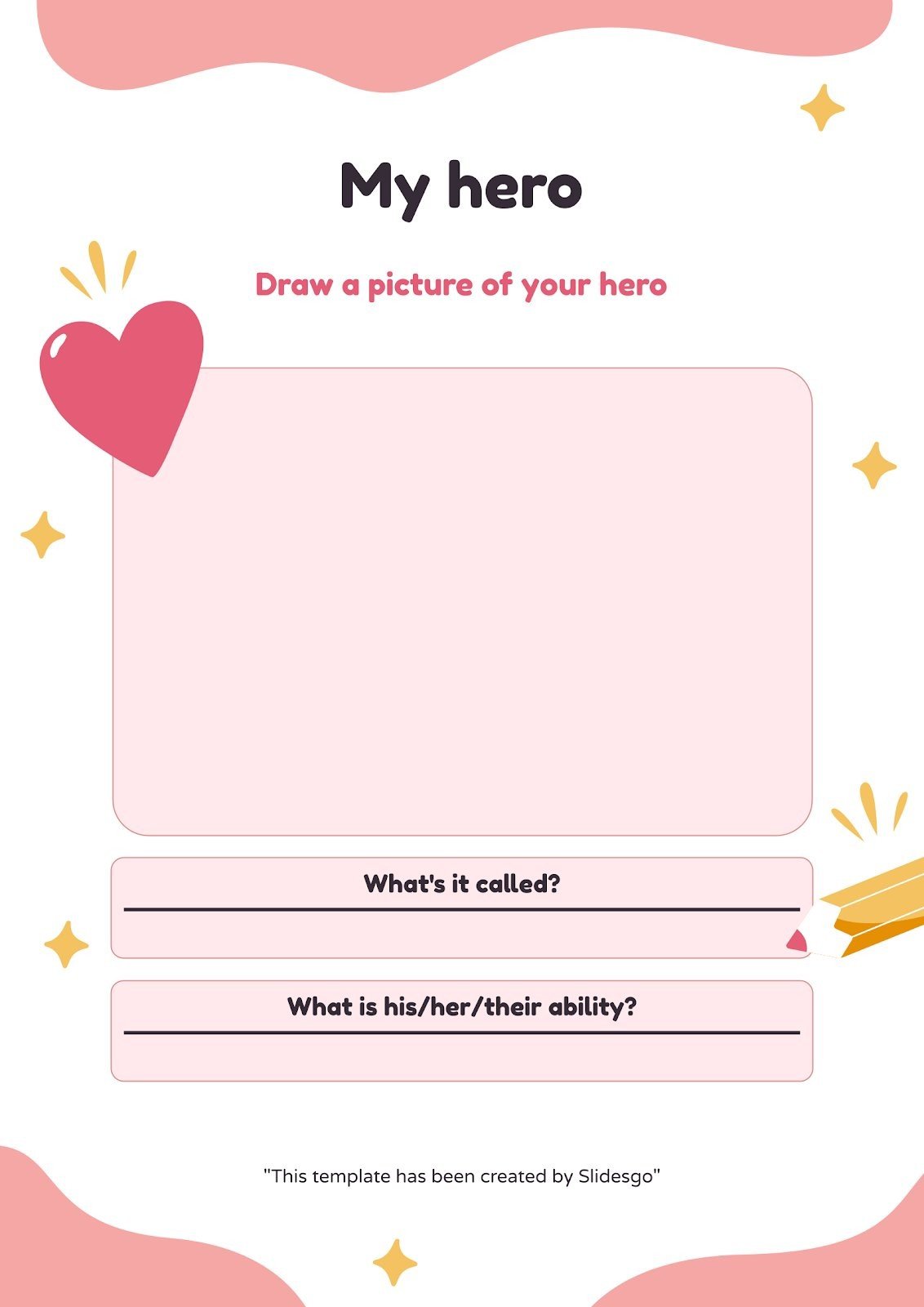 Worksheets for Elementary School: Describing My Hero