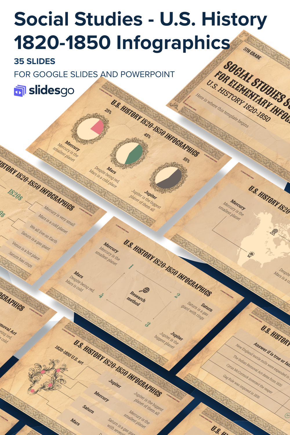 U.S. History 1820-1850 Infographics | Google Slides & PPT