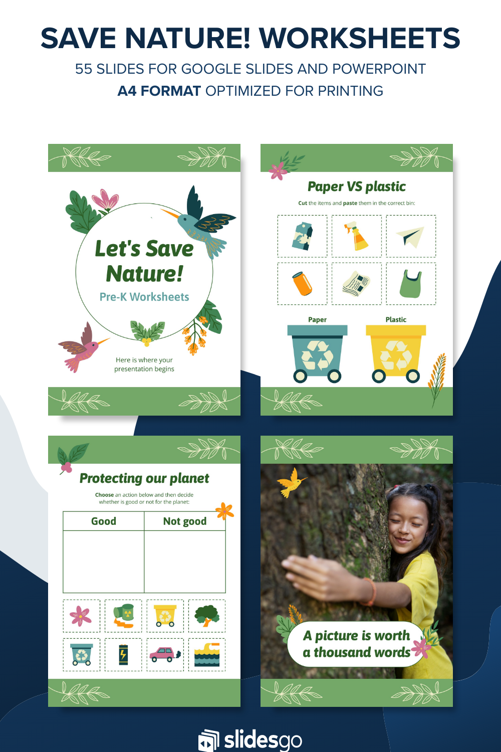 Let's Save Nature! Pre-K Worksheets | Google Slides & PPT