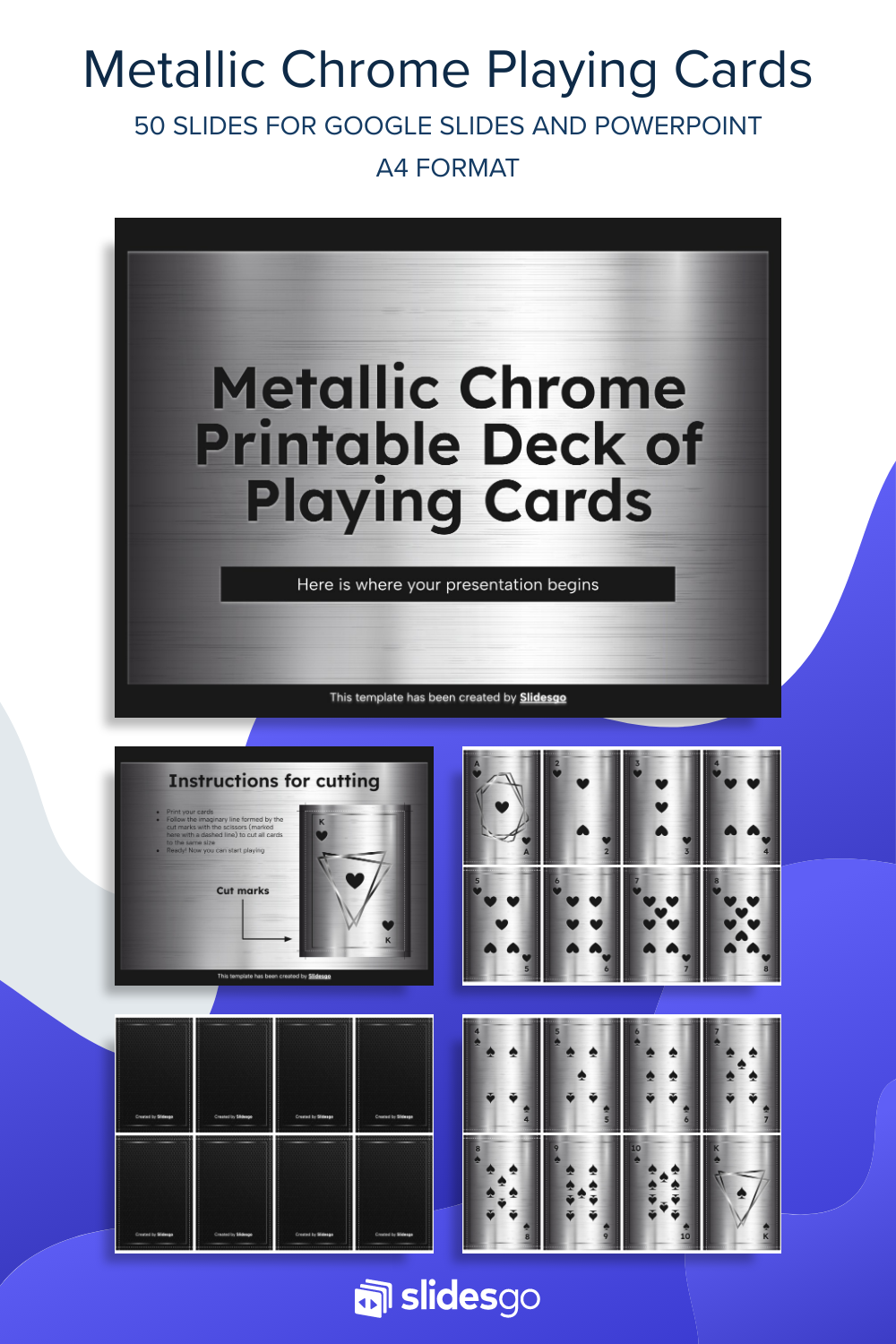 Metallic Printable Deck of Cards | Google Slides & PPT