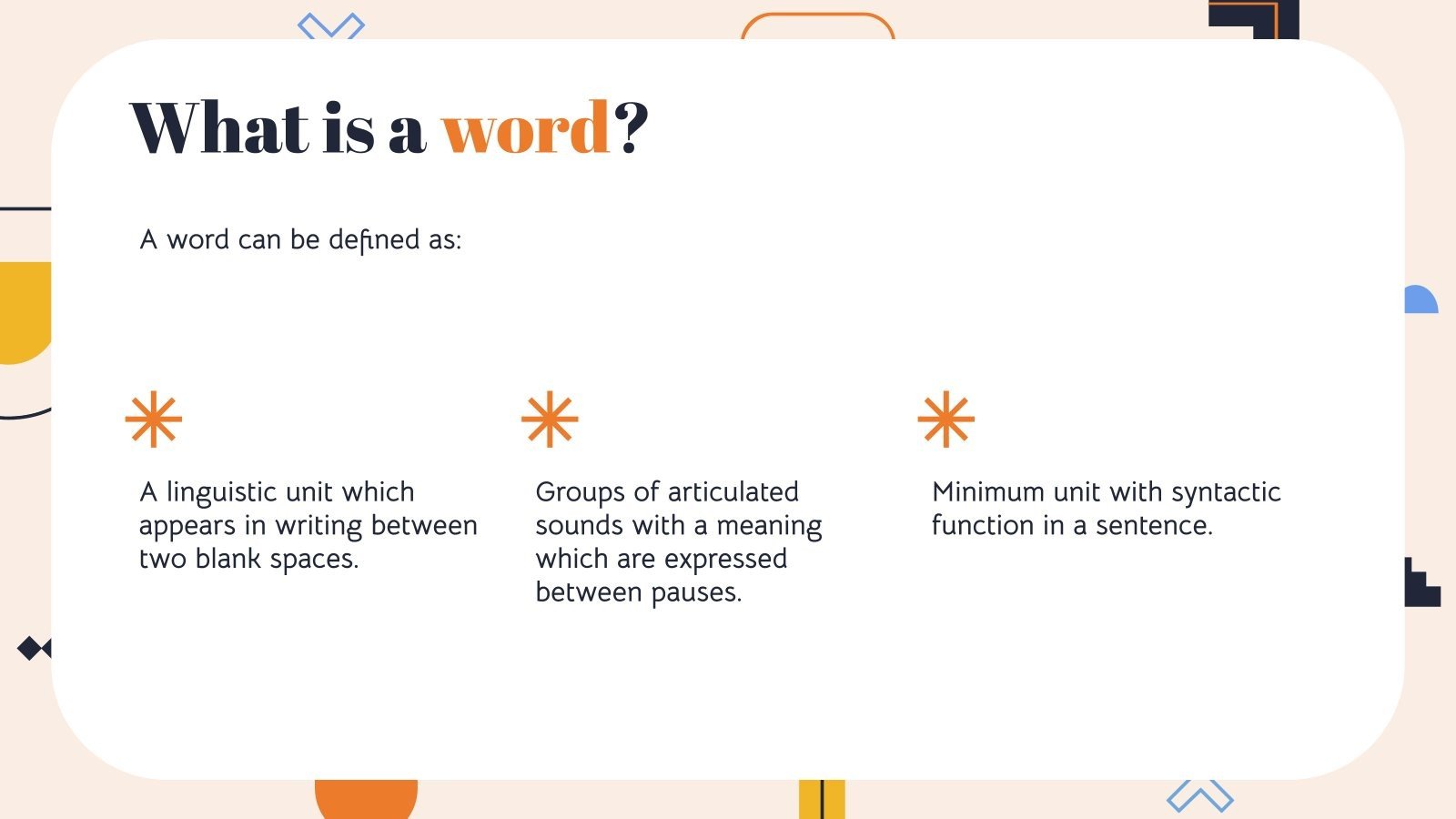 Word Classification: Nouns, Adjectives and Verbs