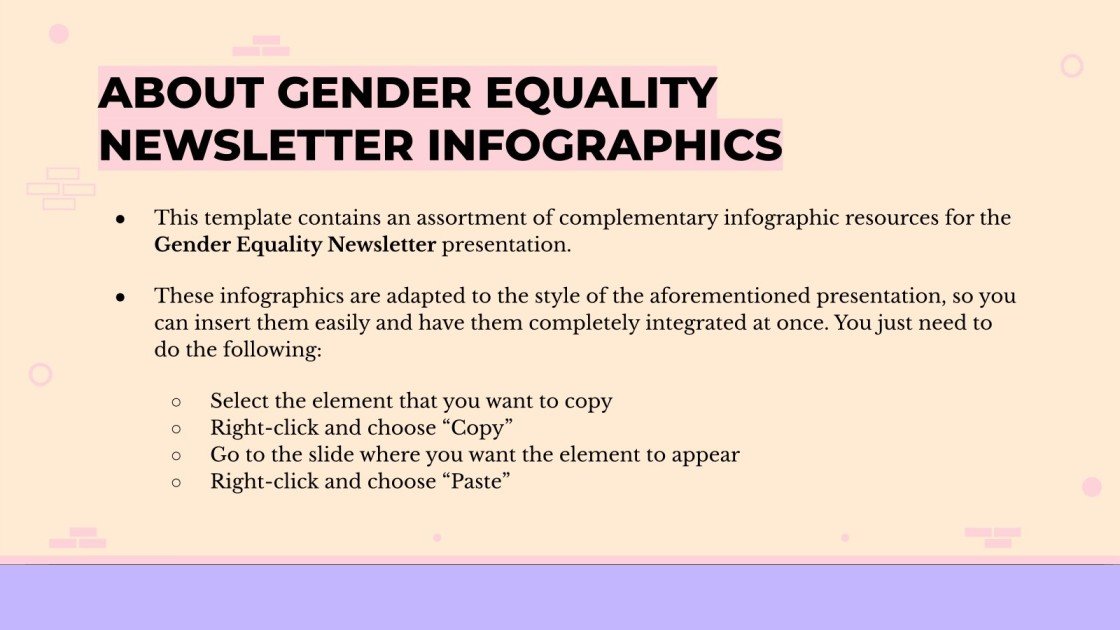 Infográficos para newsletter sobre igualdade de gênero