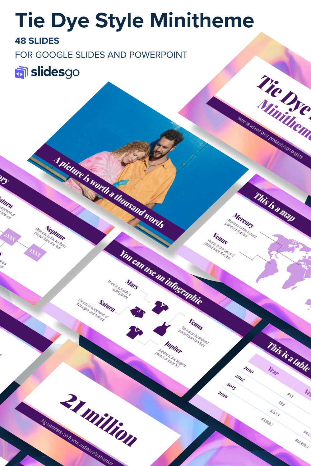 Tie Dye Style Minitheme | Google Slides & PPT