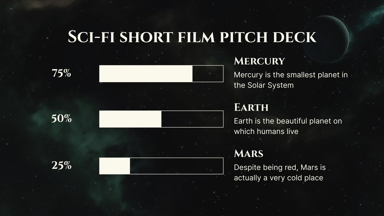 Sci-fi Short Film Pitch Deck Infographics | Google Slides