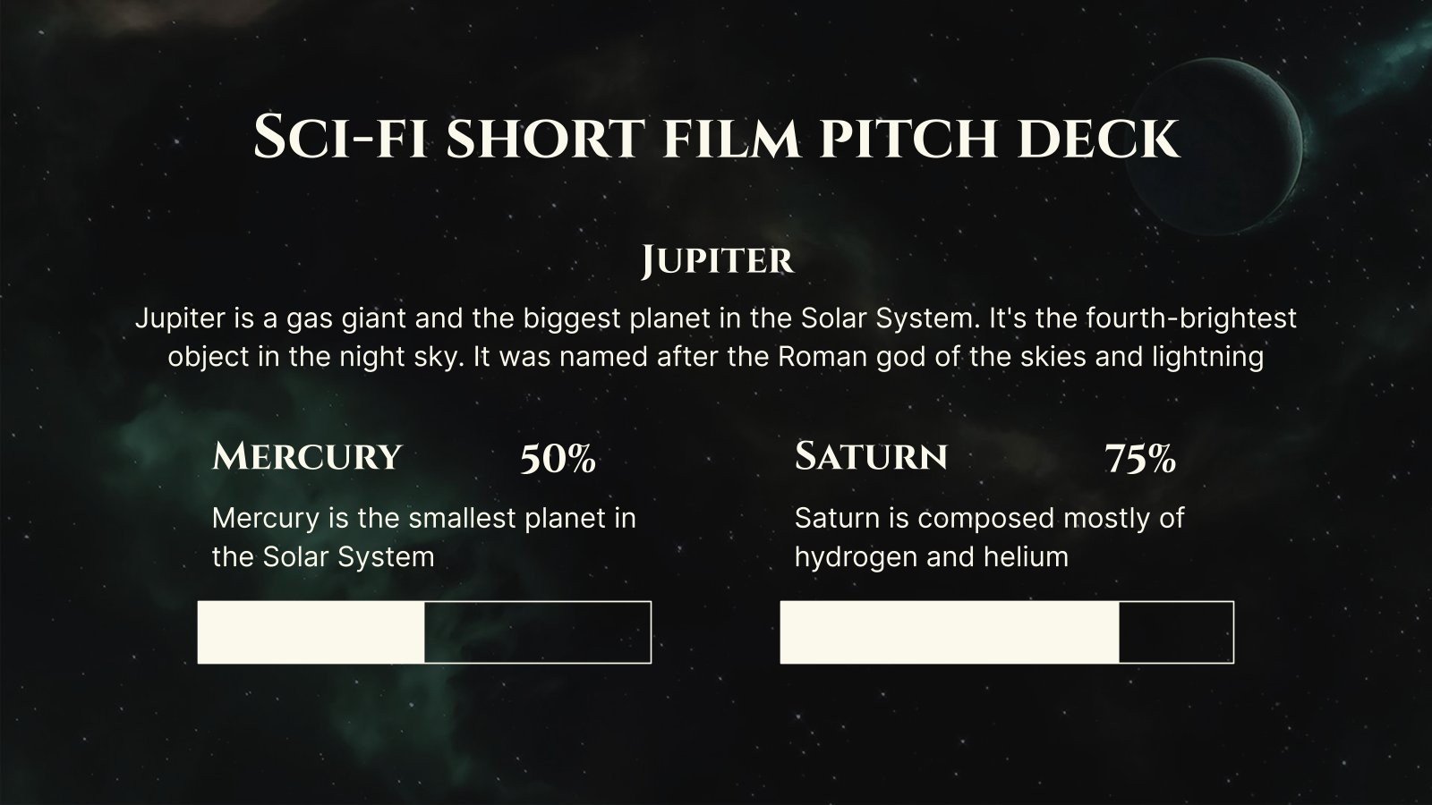 Sci-fi Short Film Pitch Deck Infographics | Google Slides
