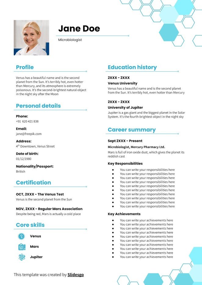 Microbiologist CV | Google Slides & PowerPoint