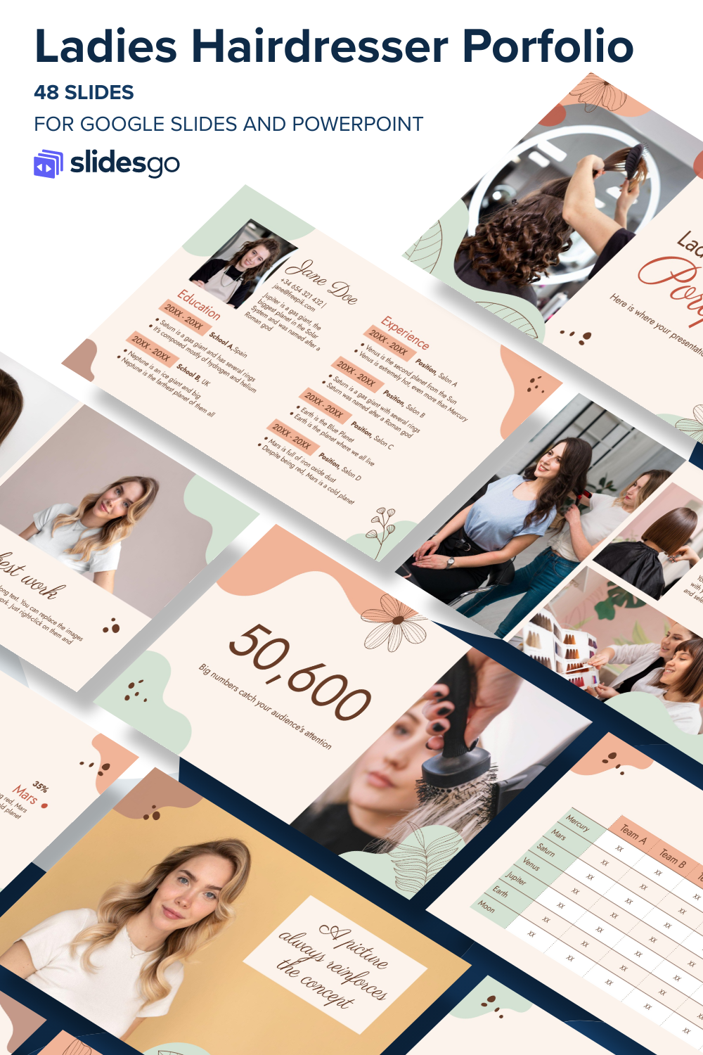 Ladies Hairdresser Porfolio | Google Slides & PPT