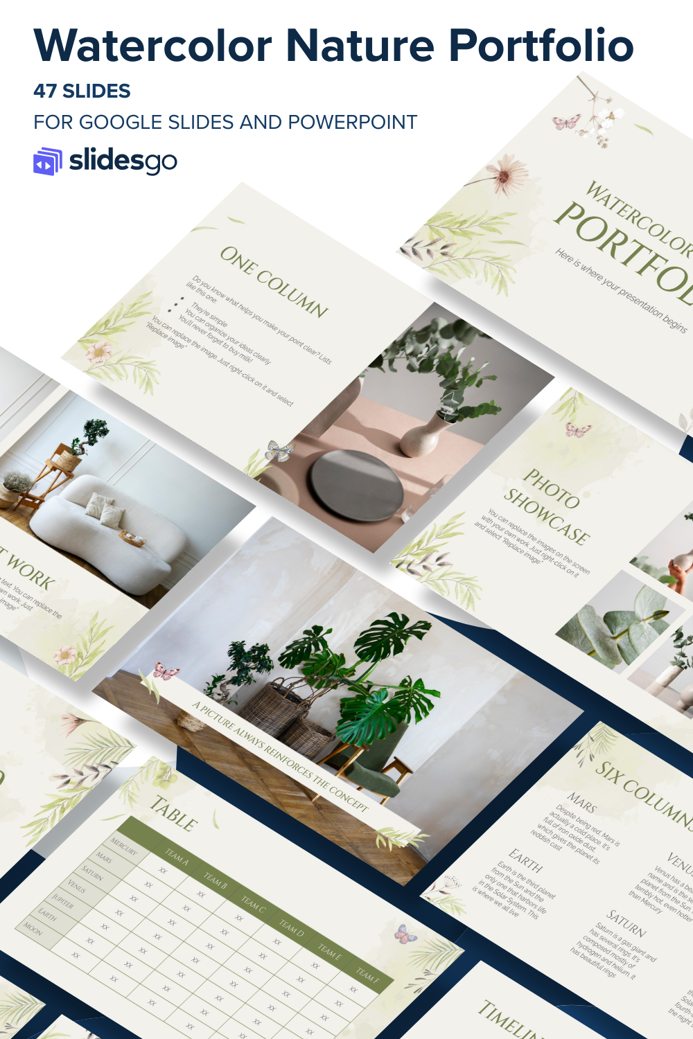 Watercolor Nature Portfolio | Google Slides & PPT