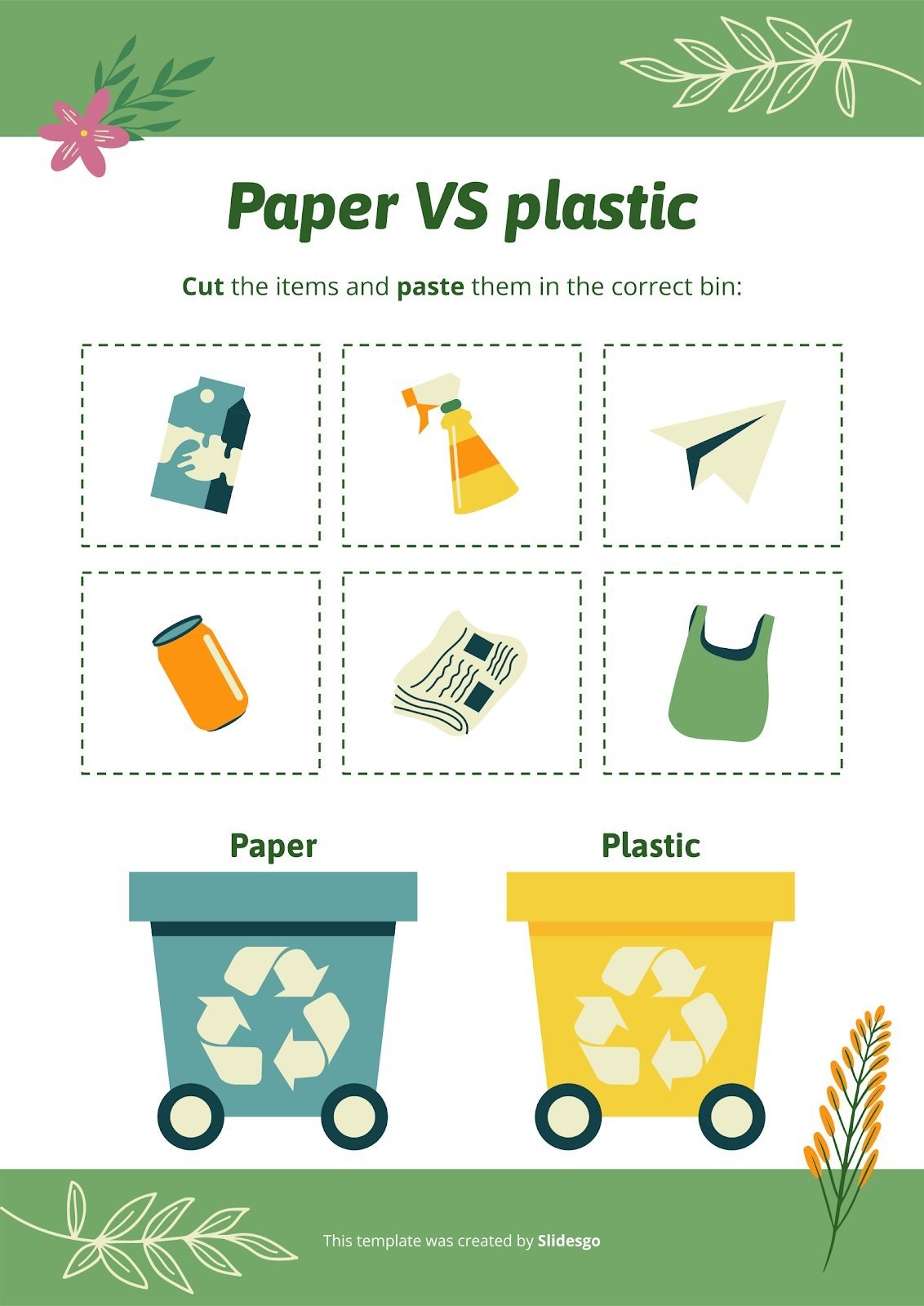 Fichas de trabajo para preescolar: ¡salvemos la naturaleza!