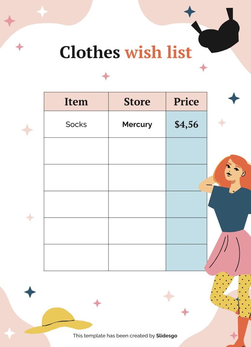 Clothes Wish List | Google Slides & PPT