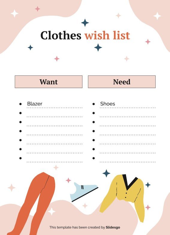 Clothes Wish List | Google Slides & PPT