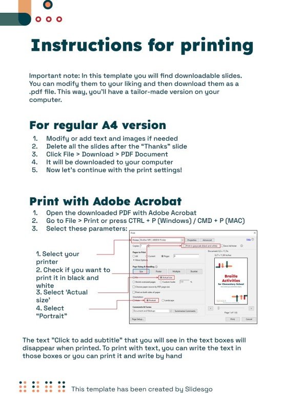 Activités en braille pour l'école élémentaire
