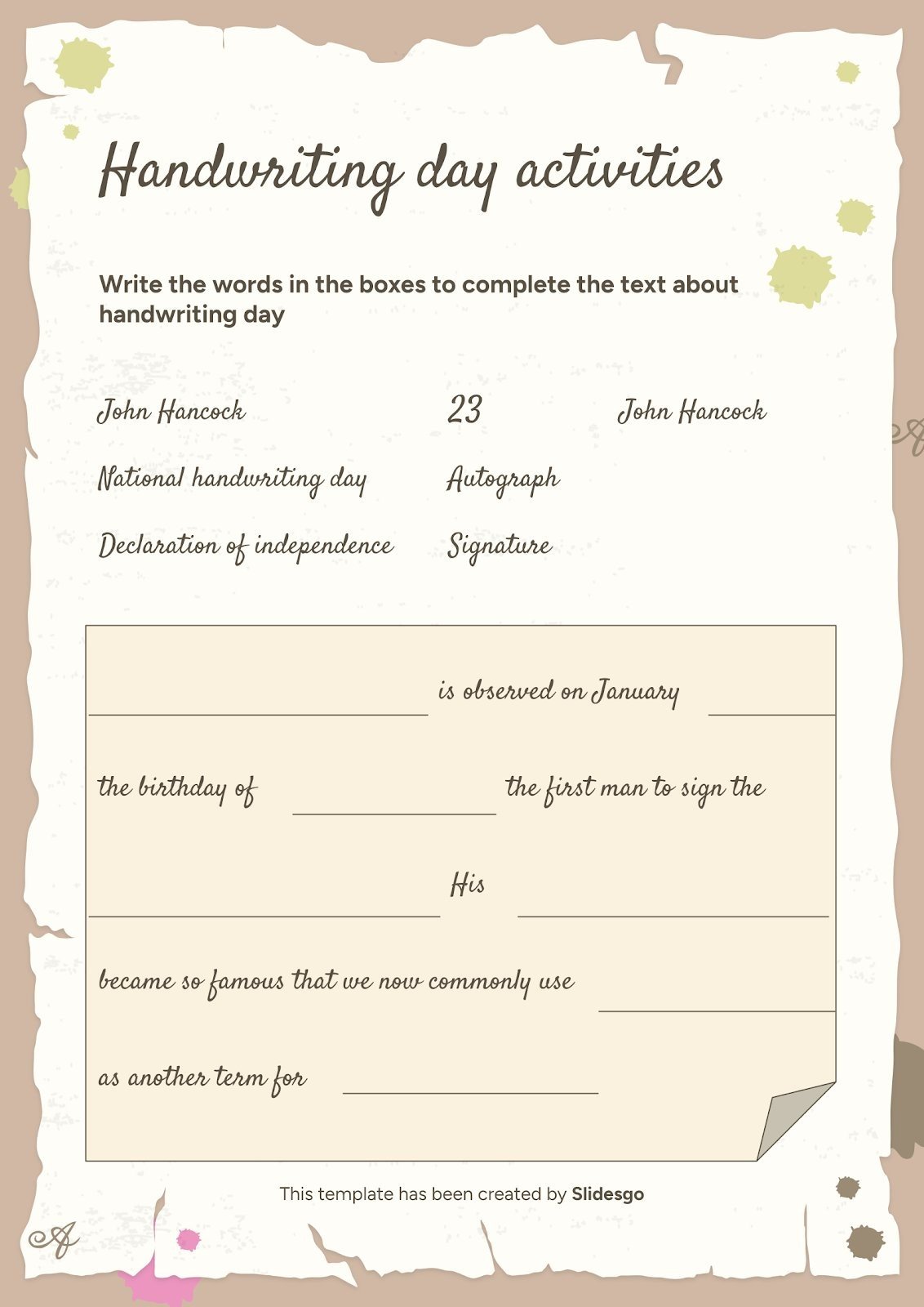 Activities for Middle School to Celebrate Handwriting Day