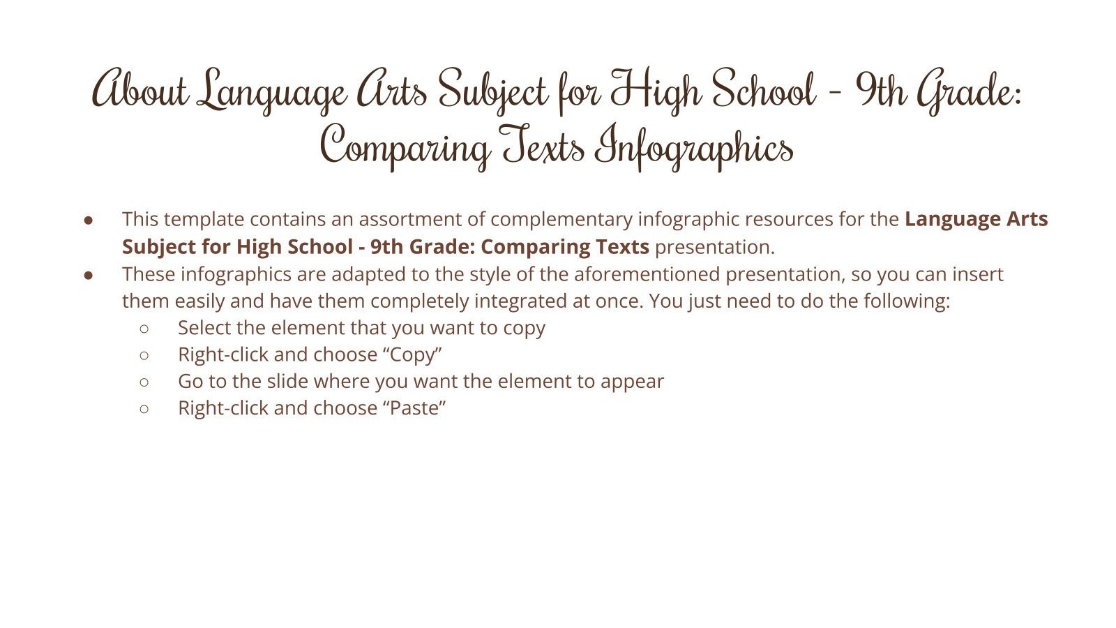 Languages for High School - Comparing Texts Infographics