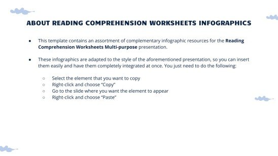 Reading Comprehension Worksheet Infographics | Google Slides