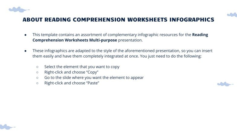 Reading Comprehension Worksheet Infographics | Google Slides