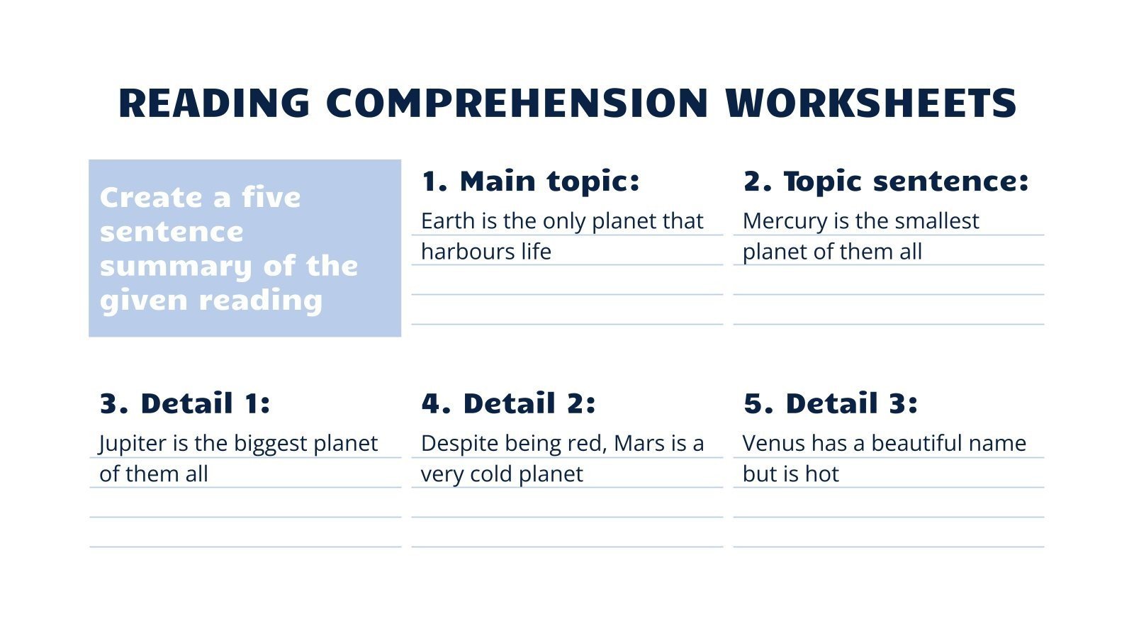 Reading Comprehension Worksheet Infographics | Google Slides