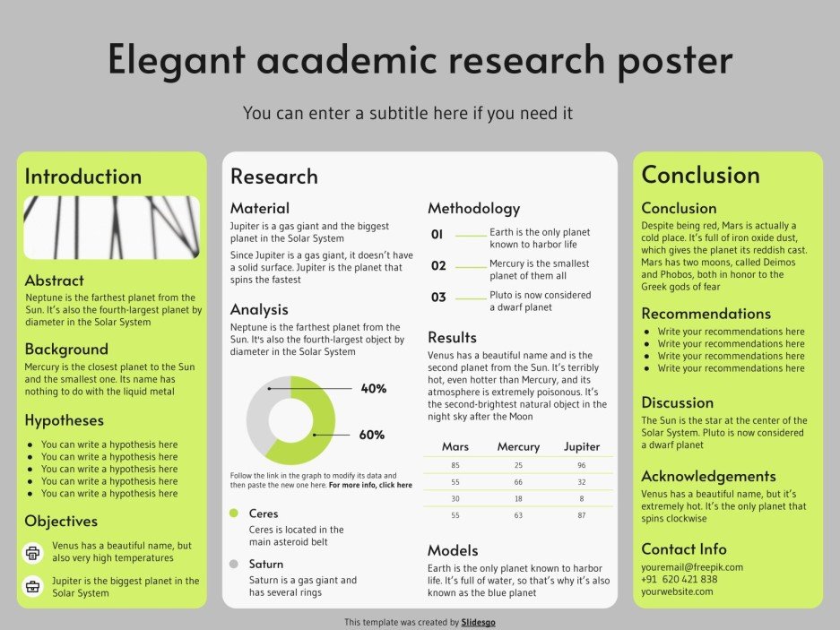 Elegant Academic Research Poster | Google Slides & PPT
