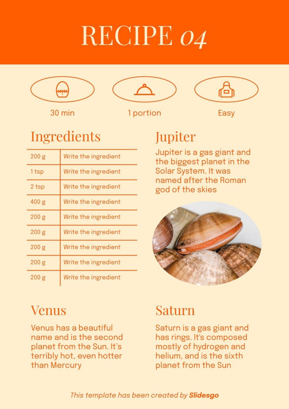 Clam Recipes Cookbook | Google Slides & PowerPoint