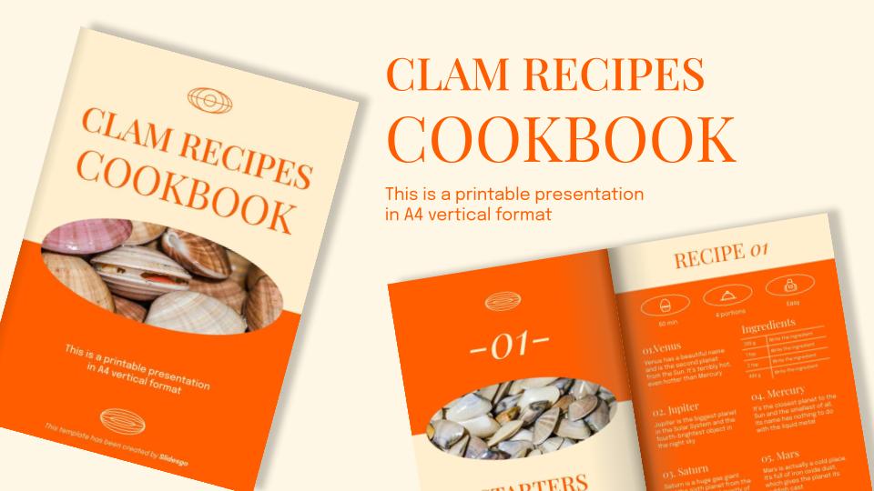 Clam Recipes Cookbook | Google Slides & PowerPoint