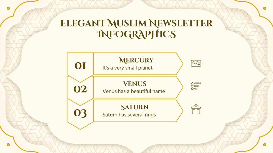 Elegant Muslim Newsletter Infographics | Google Slides & PPT