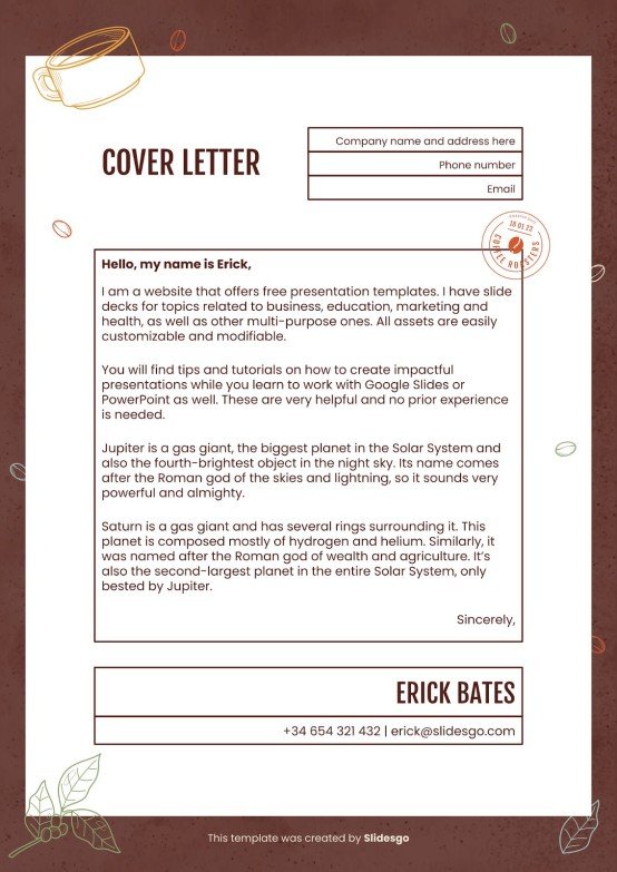 Coffee Shop Barista CV | Google Slides & PowerPoint