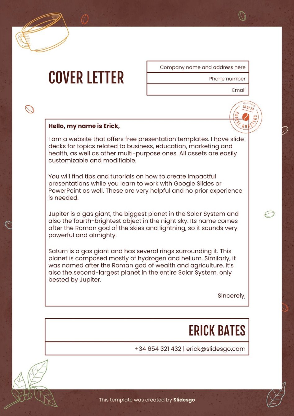 Coffee Shop Barista CV | Google Slides & PowerPoint