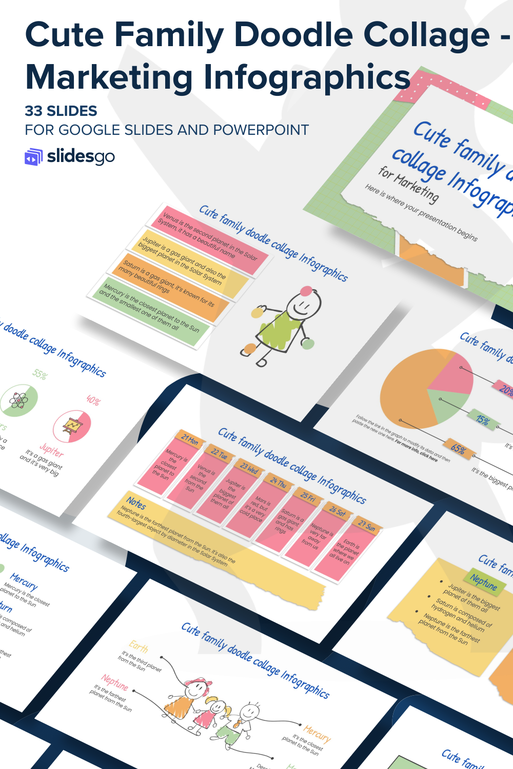 Cute Family Doodle Collage for Marketing Infographics