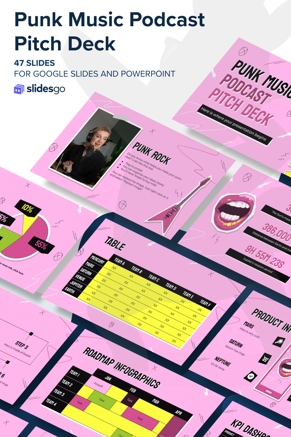 Punk Music Podcast Pitch Deck | Google Slides & PowerPoint