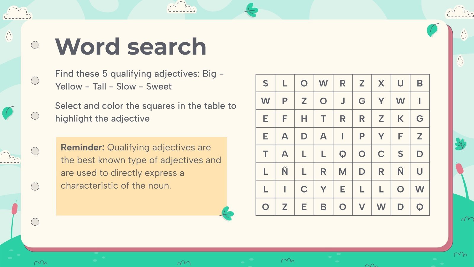 Activity Booklet: Adjectives, Nouns and Verbs