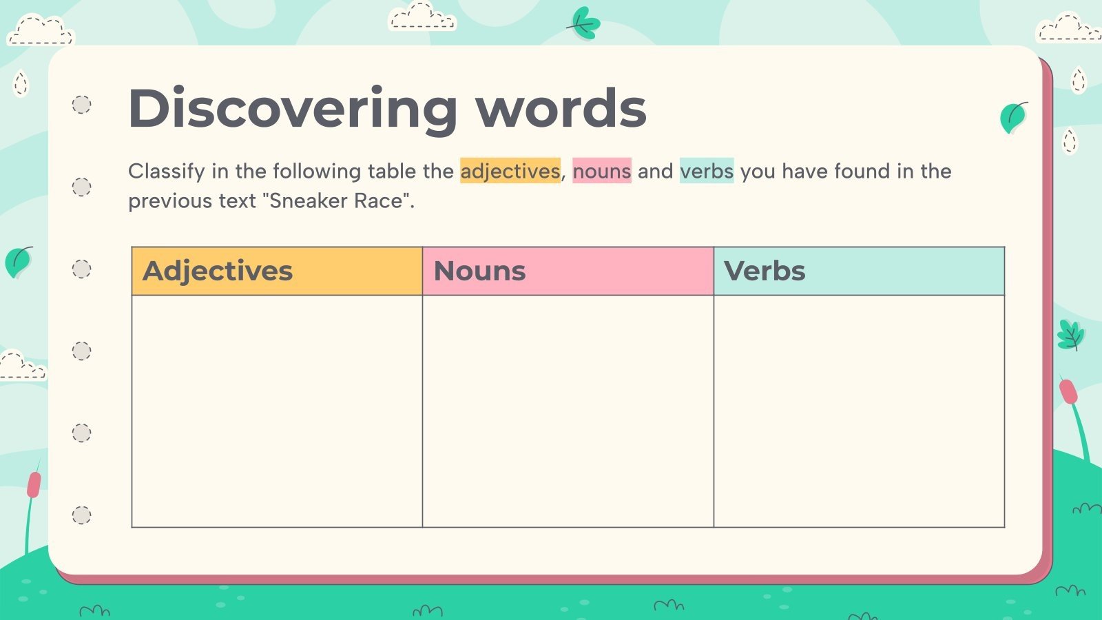 Activity Booklet: Adjectives, Nouns and Verbs