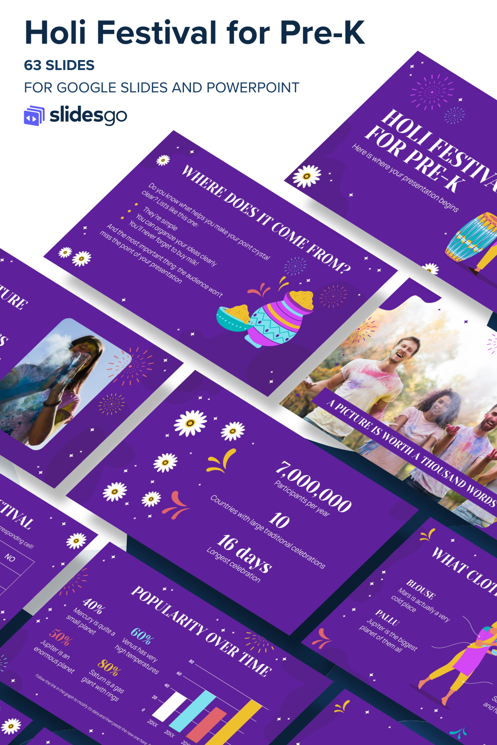 Holi Festival for Pre-K | Google Slides & PowerPoint