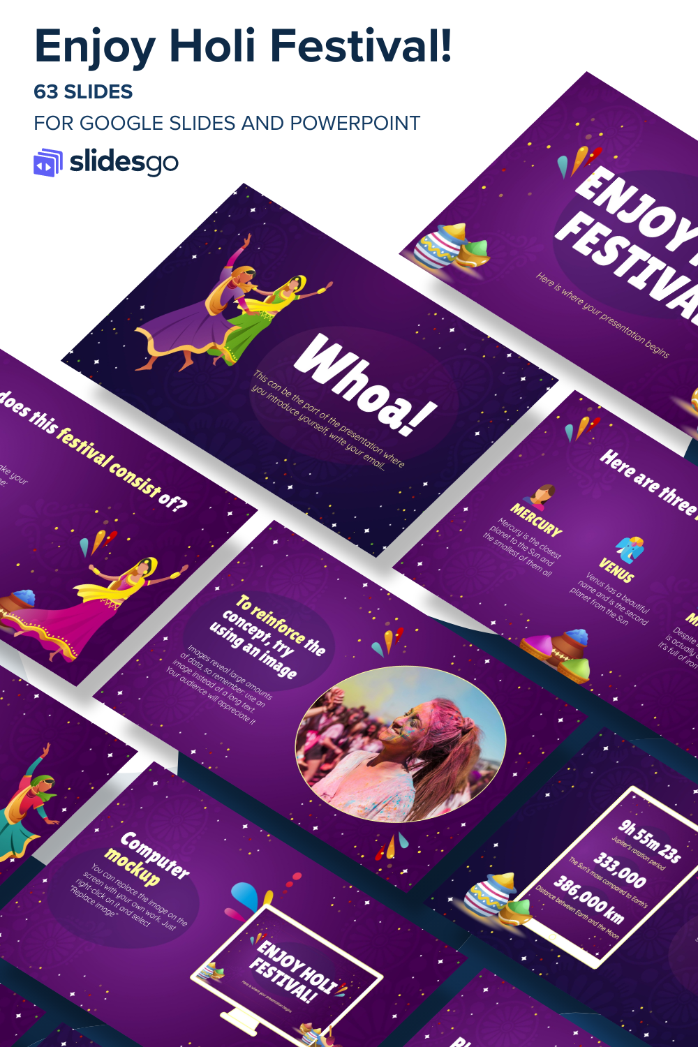 Enjoy Holi Festival! | Google Slides and PowerPoint template