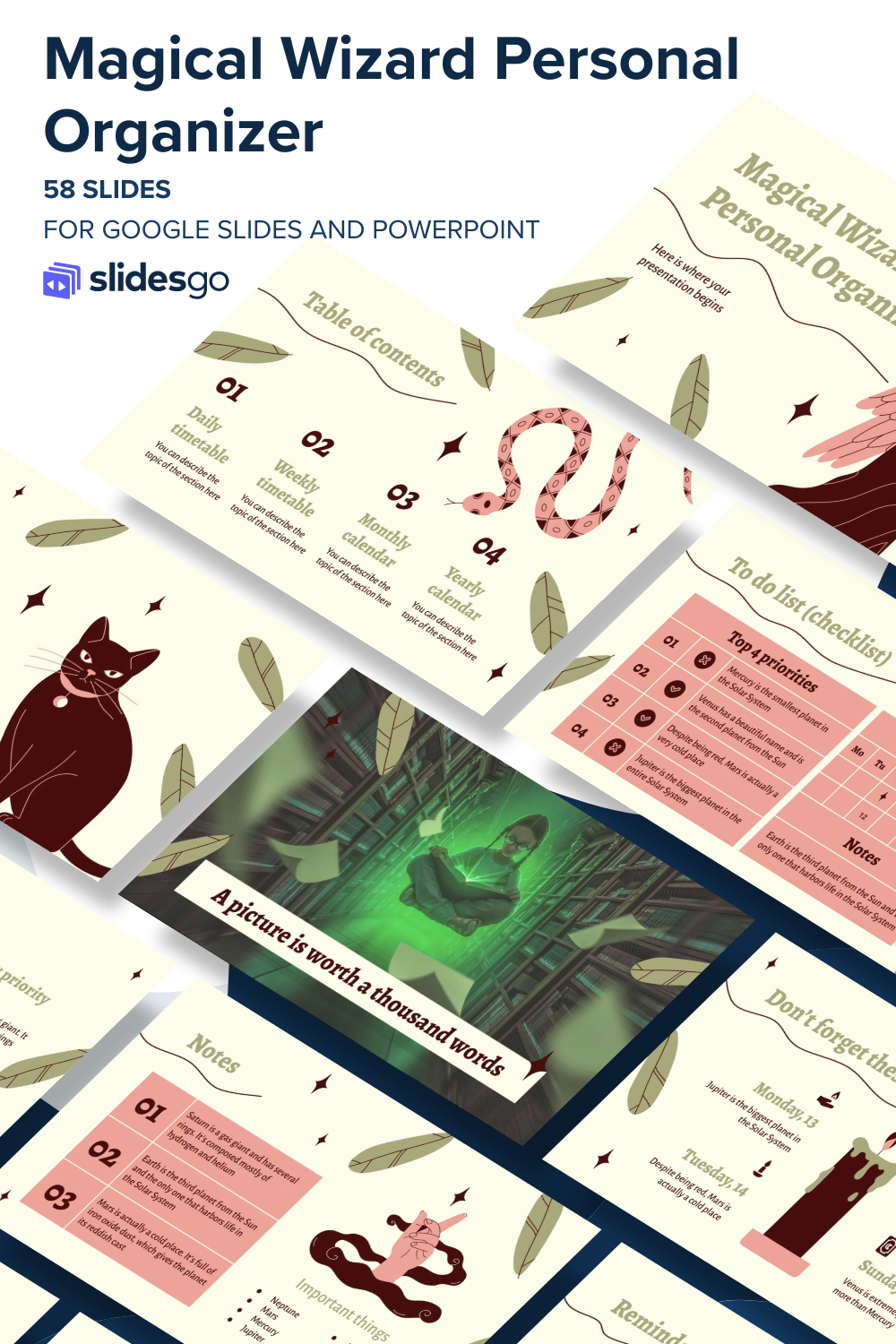 Magical Wizard Personal Organizer | Google Slides & PPT