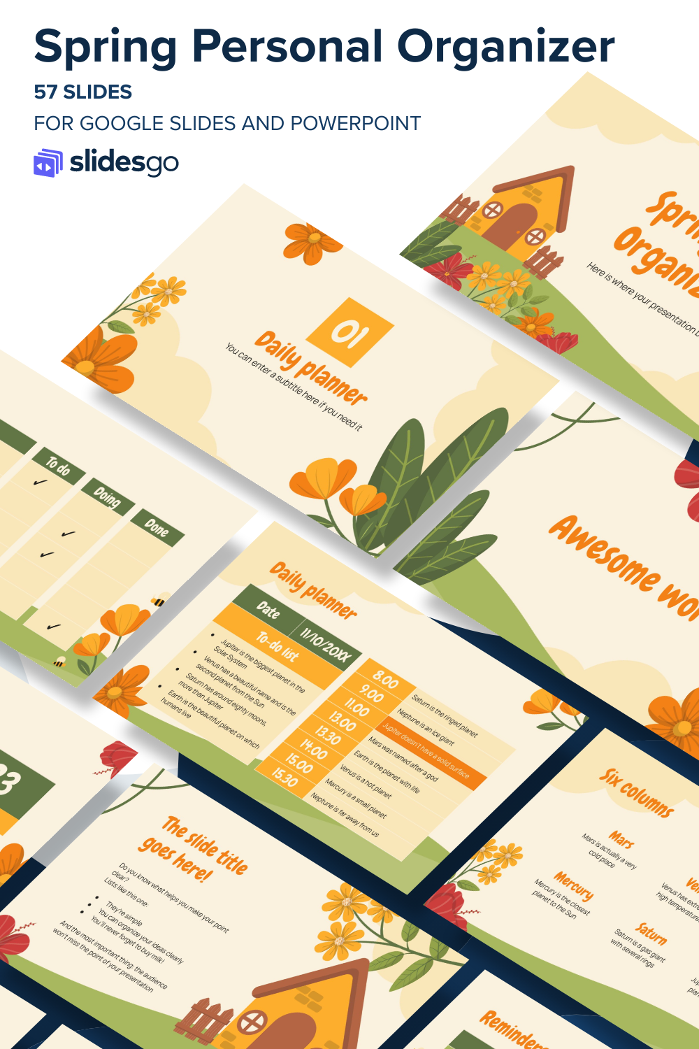 Spring Personal Organizer | Google Slides & PPT