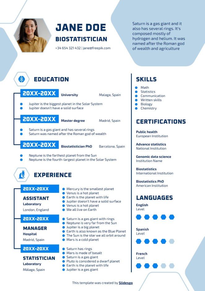Biostatistician CV | Google Slides & PowerPoint
