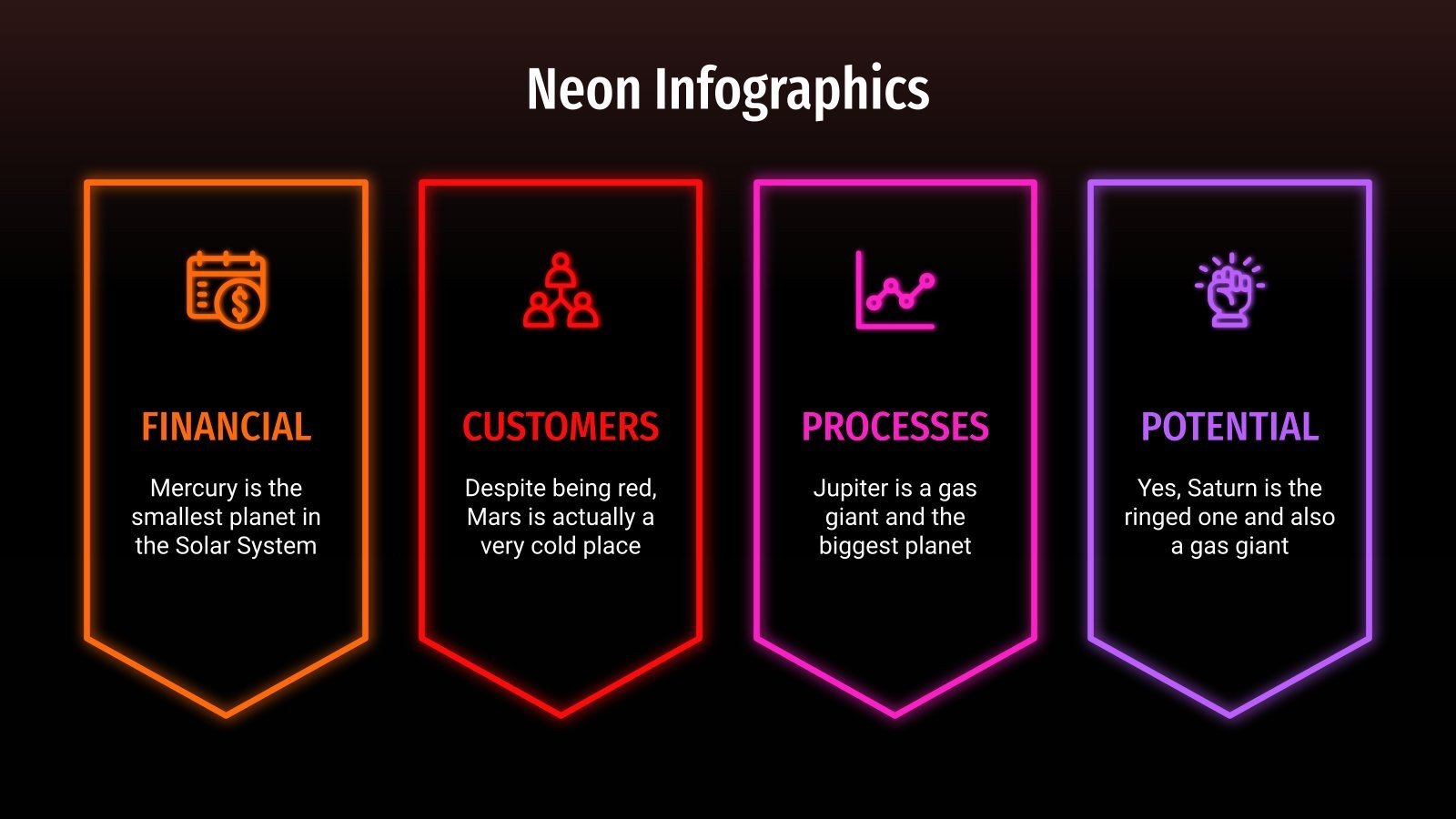 Infografías con efecto neón | Tema de Google Slides y PowerPoint