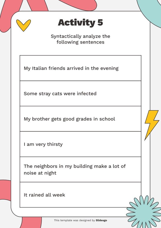 Activities: Introduction to Syntactic Analysis