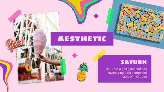 Moodboard com estética kidcore retrô | Google Slides e PPT